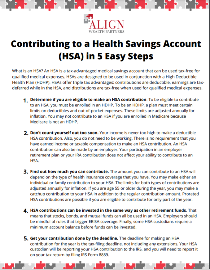 Contributing to a Health Savings Account (HSA) in 5 Easy Steps — Align ...