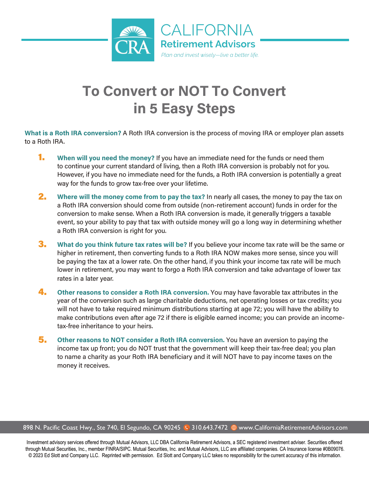 To Convert or NOT To Convert in 5 Easy Steps — California Retirement ...