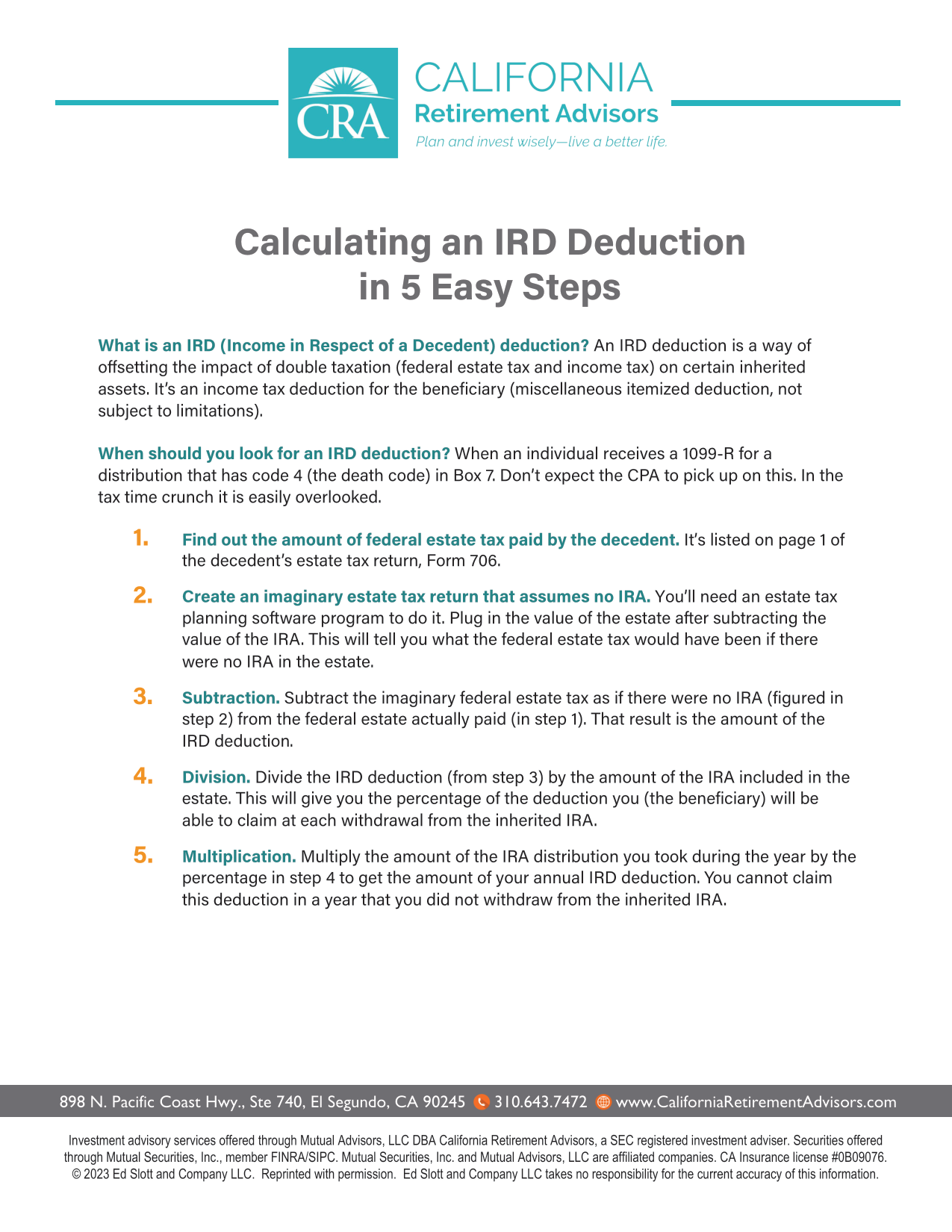 Calculating an IRD Deduction in 5 Easy Steps — California Retirement ...