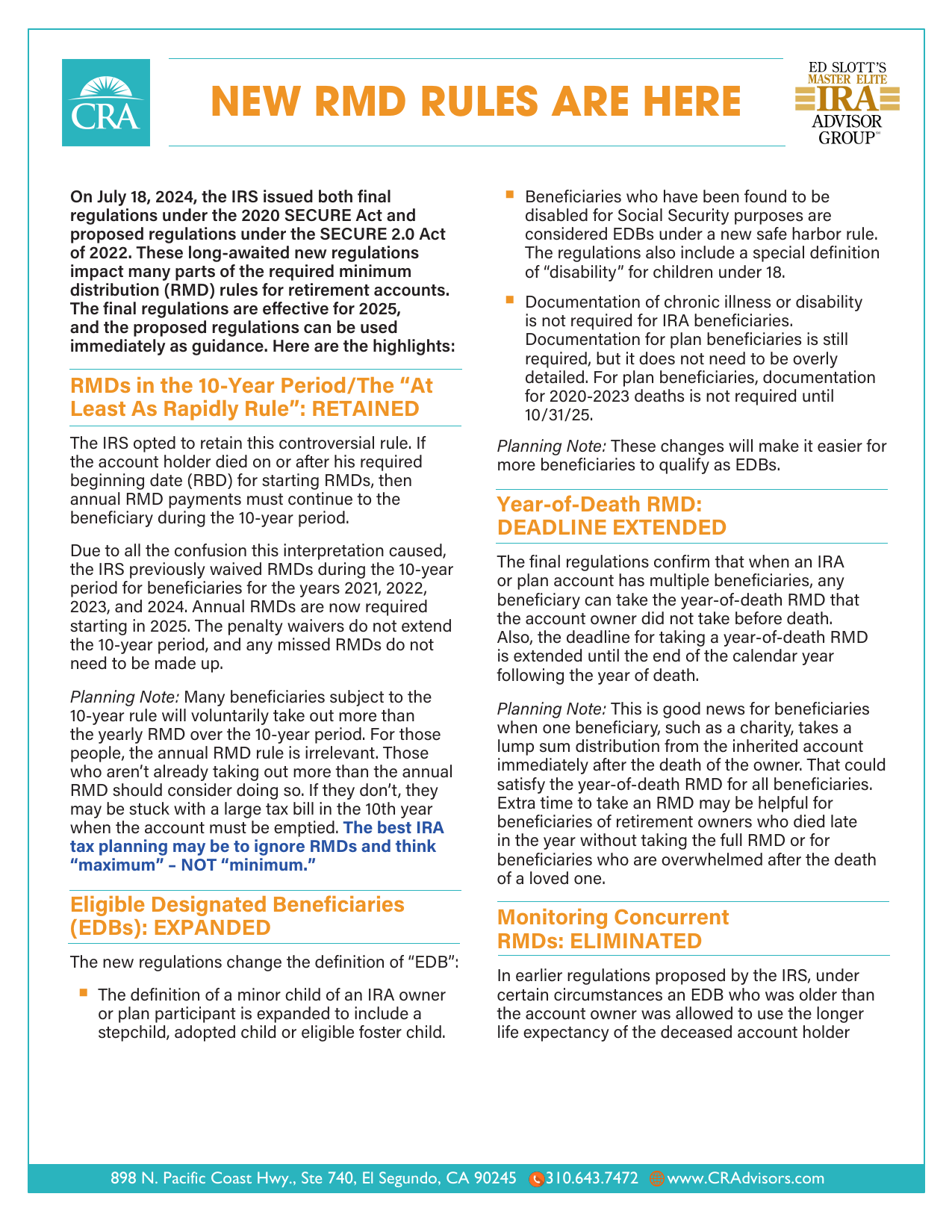 New RMD Rules 2024 — California Retirement Advisors | Financial Planners